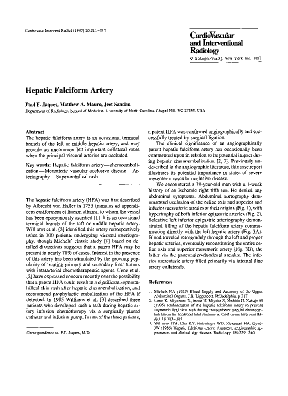 (PDF) Hepatic falciform artery
