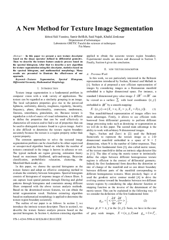 (PDF) A new method for texture image segmentation