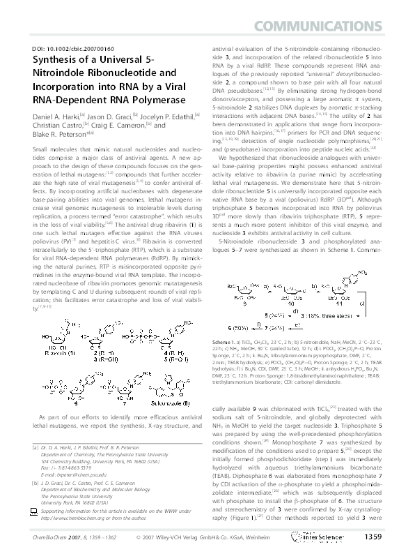 (PDF) Synthesis of a Universal 5-Nitroindole Ribonucleotide and ...