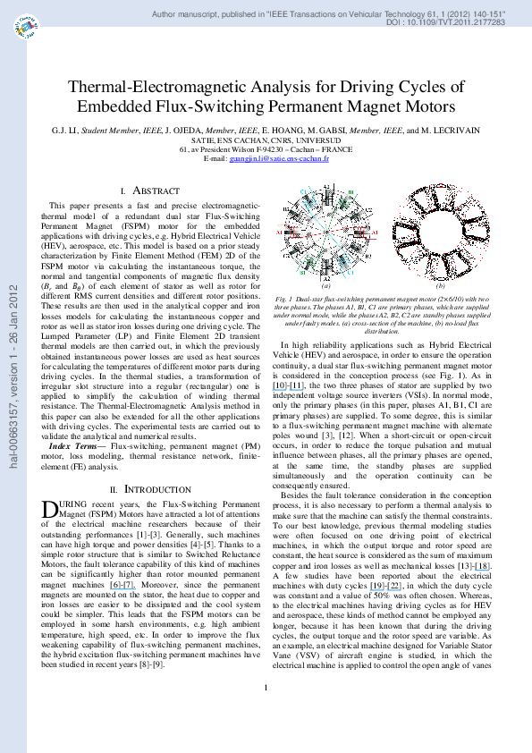 (PDF) Thermal–Electromagnetic Analysis for Driving Cycles of Embedded ...