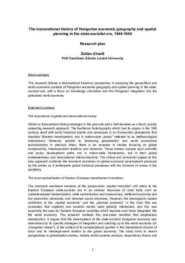 (DOC) The transnational history of Hungarian economic geography and ...