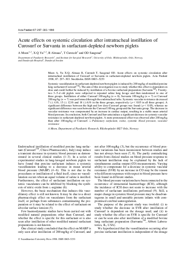 (PDF) Acute effects on systemic circulation after intratracheal ...