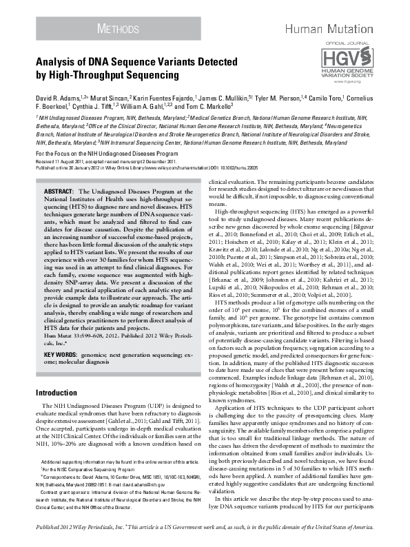 (PDF) Analysis of DNA sequence variants detected by high-throughput ...