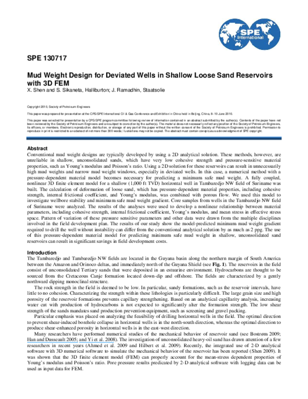 (PDF) Mud Weight Design for Deviated Wells in Shallow Loose Sand ...