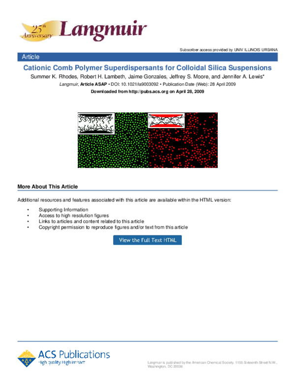 (PDF) Cationic Comb Polymer Superdispersants for Colloidal Silica ...