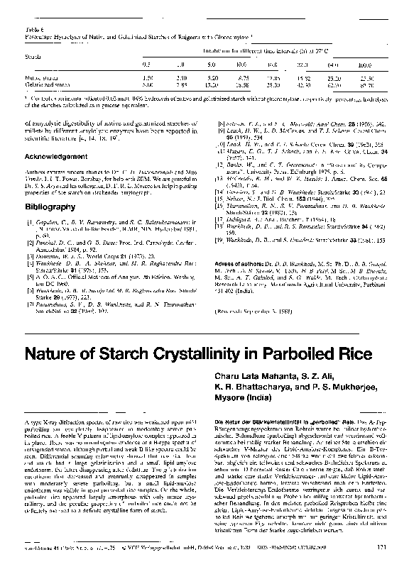(PDF) Nature of Starch Crystallinity in Parboiled Rice
