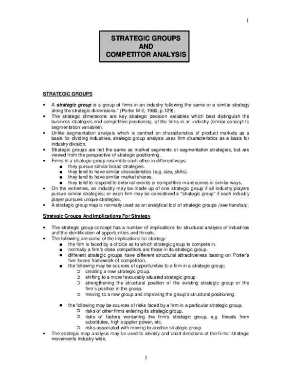 (PDF) STRATEGIC GROUPS AND COMPETITOR ANALYSIS