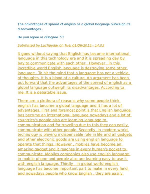 (DOC) The advantages of spread of english as a global language outweigh ...