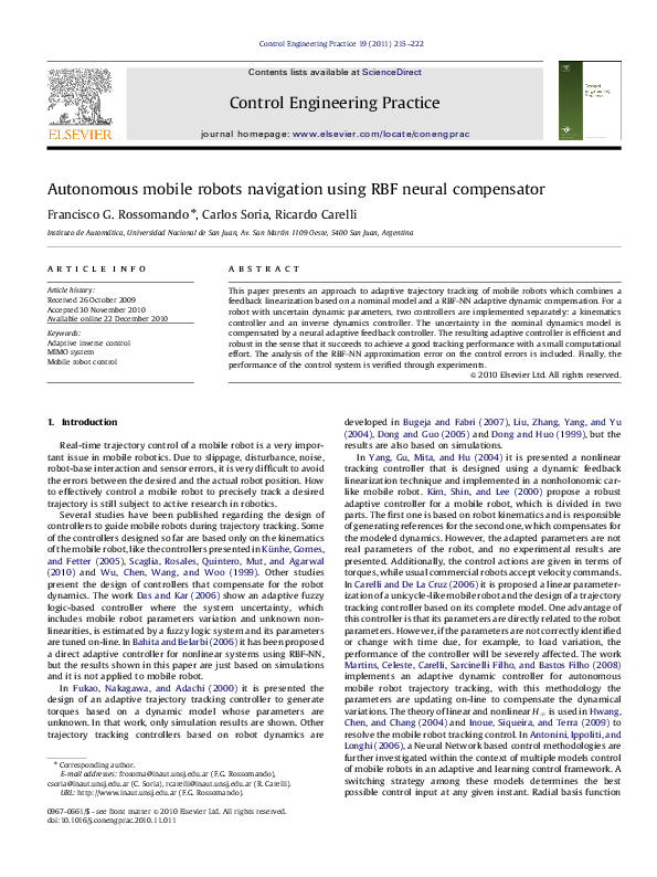 (PDF) Autonomous mobile robots navigation using RBF neural compensator