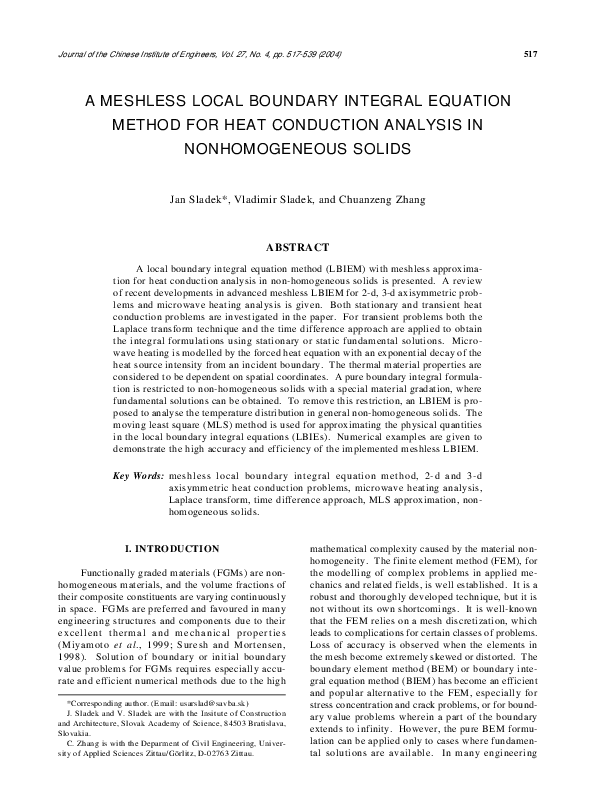 (PDF) A meshless local boundary integral equation method for two-dimensional steady elliptic ...