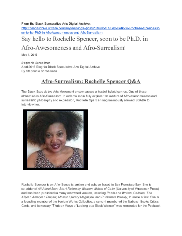 (PDF) Blog for Black Speculative Arts Digital Archive Afro­Surrealism ...
