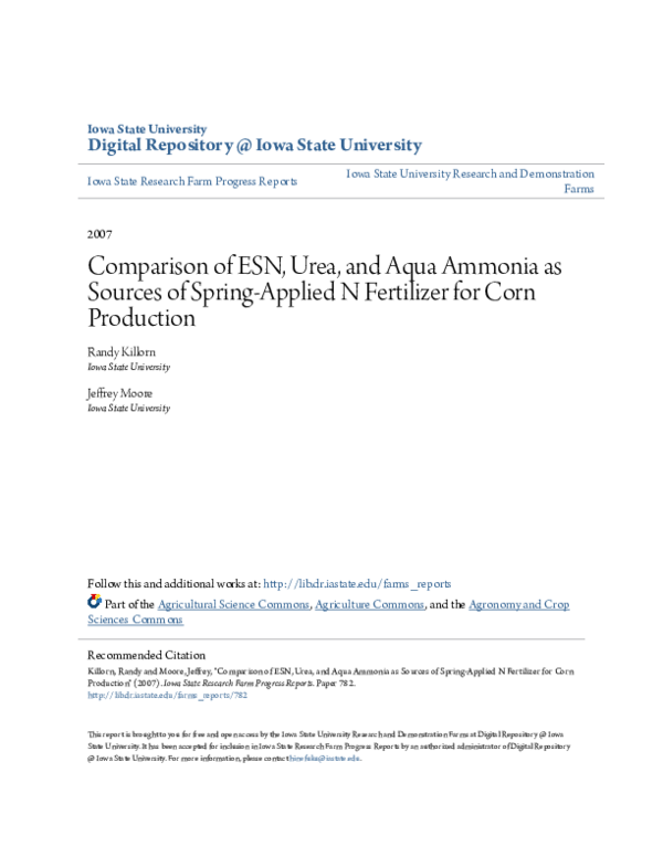 (PDF) Comparison of ESN, Urea, and Aqua Ammonia as Sources of Spring ...