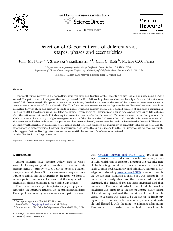 (PDF) Detection of Gabor patterns of different sizes, shapes, phases ...