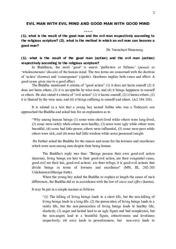 (DOC) EVIL MAN WITH EVIL MIND AND GOOD MAN WITH GOOD MIND