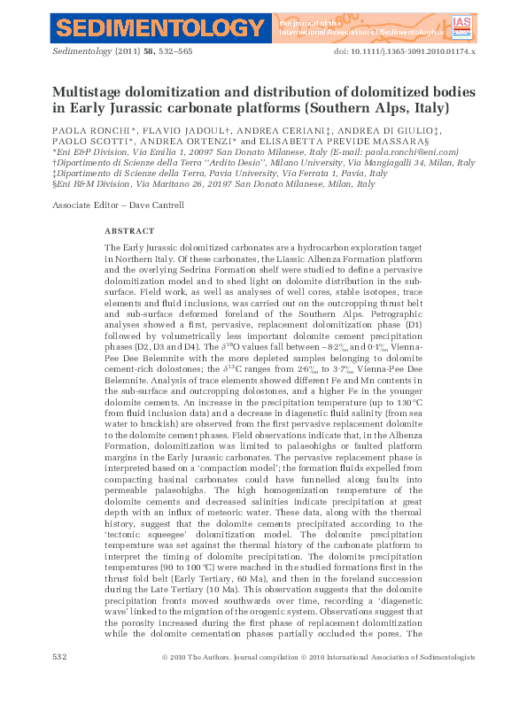 (PDF) Multistage dolomitization and distribution of dolomitized bodies ...
