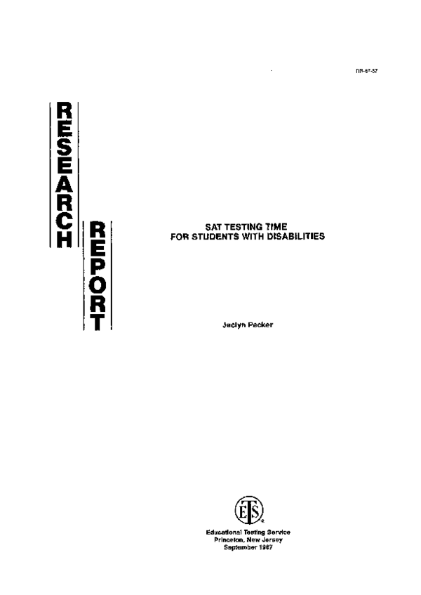 (PDF) Sat Testing Time for Students with Disabilities