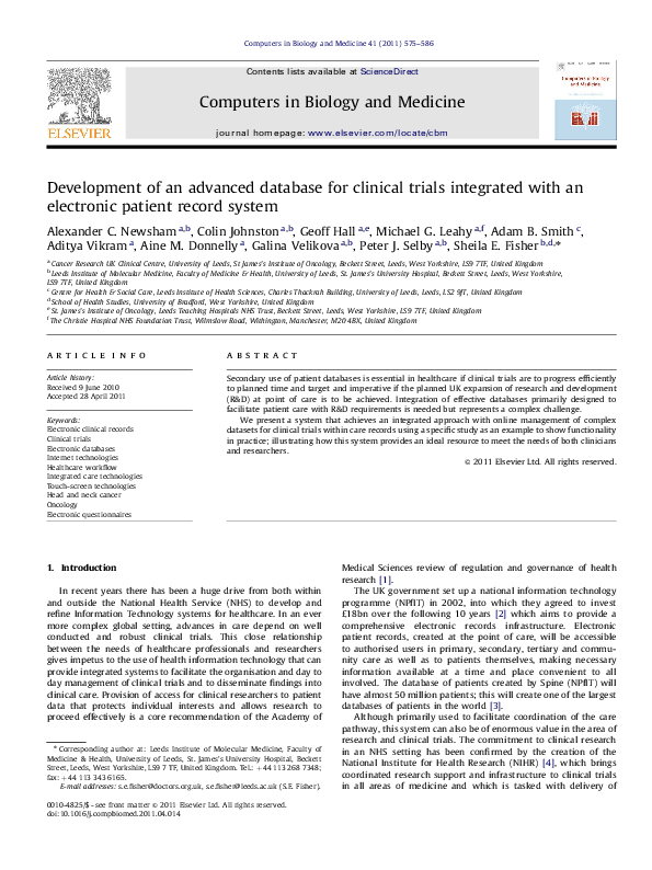(PDF) Development of an advanced database for clinical trials ...