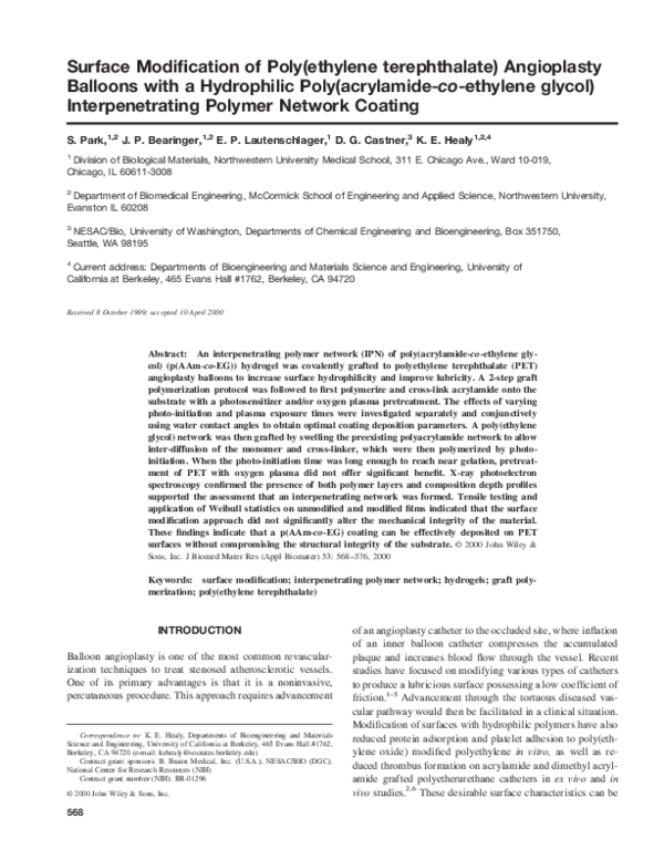 (PDF) Surface modification of polyethylene terephthalate by plasma ...