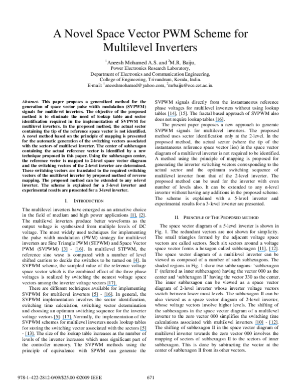 (PDF) A Novel Space Vector PWM Scheme for Multilevel Inverters