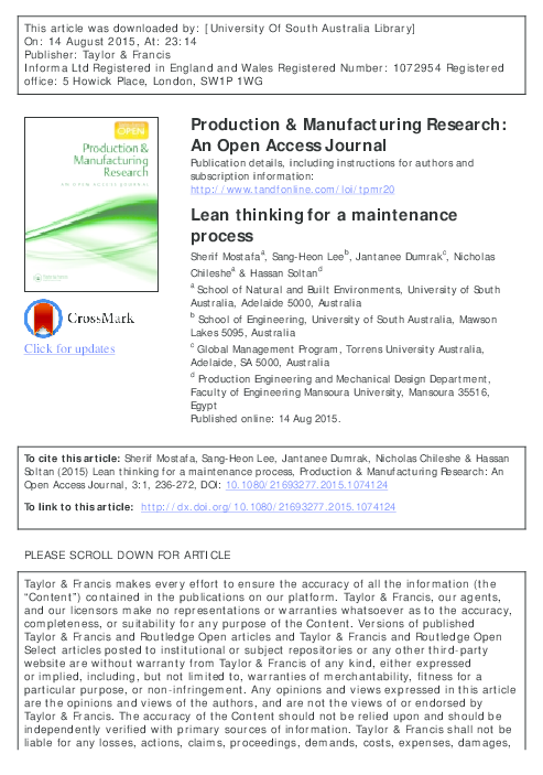 (PDF) Lean thinking for a maintenance process