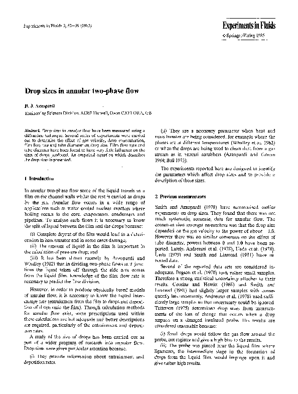 (PDF) Drop sizes in annular two-phase flow
