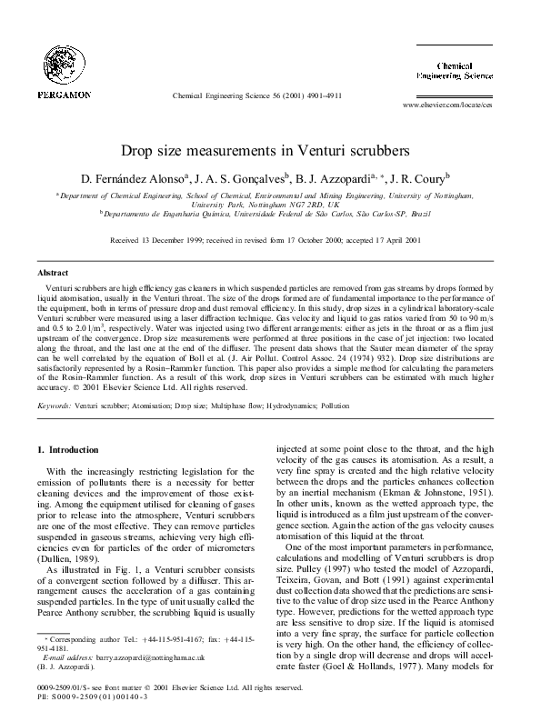 (PDF) Drop size measurements in Venturi scrubbers