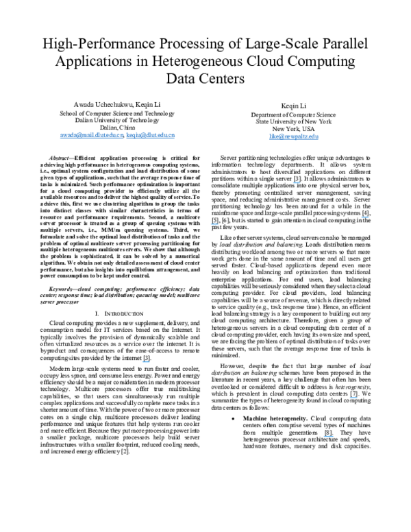 (PDF) High-Performance Processing of Large-Scale Parallel Applications in Heterogeneous Cloud ...