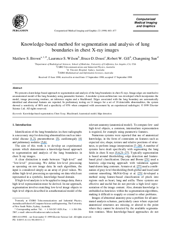 (PDF) Knowledge-based method for segmentation and analysis of lung boundaries in chest X-ray images