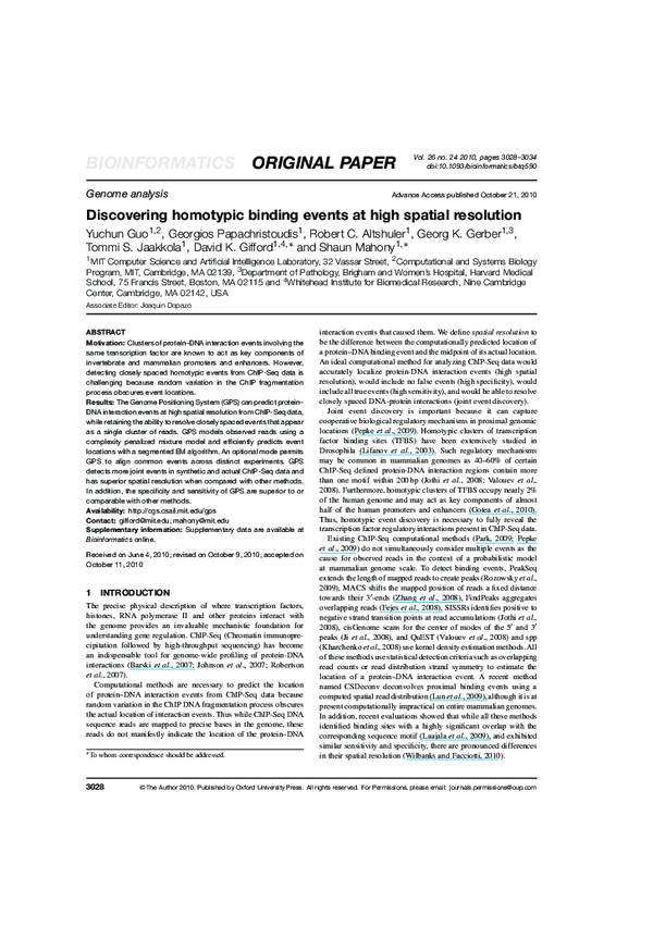 (PDF) Discovering homotypic binding events at high spatial resolution
