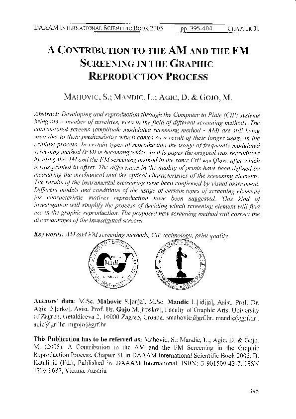 (PDF) A Contribution to the Am and the FM Screening in the Graphic ...