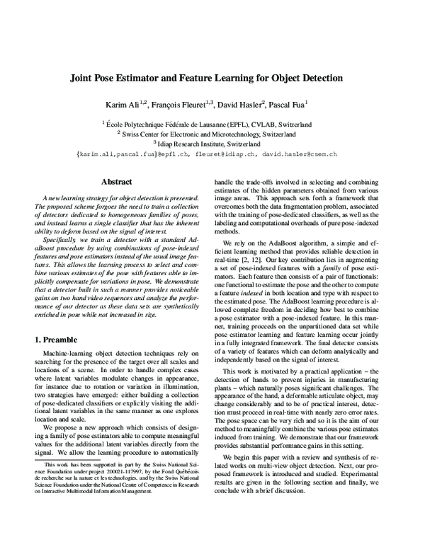 Pdf Joint Pose Estimator And Feature Learning For Object Detection