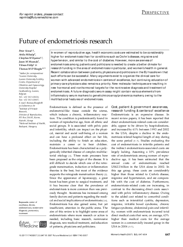 (PDF) Future directions in endometriosis research