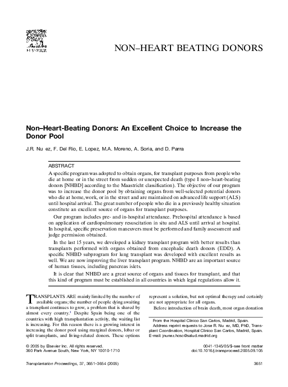 (PDF) Non–Heart-Beating Donors: An Excellent Choice to Increase the ...