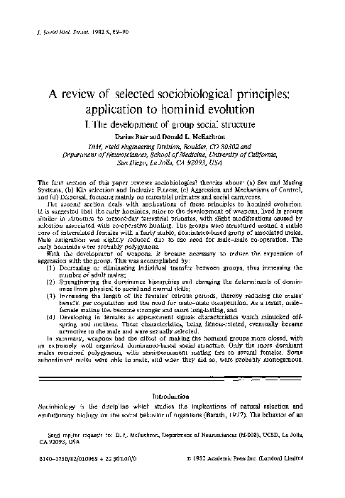 (PDF) A review of selected sociobiological principles: Application to ...