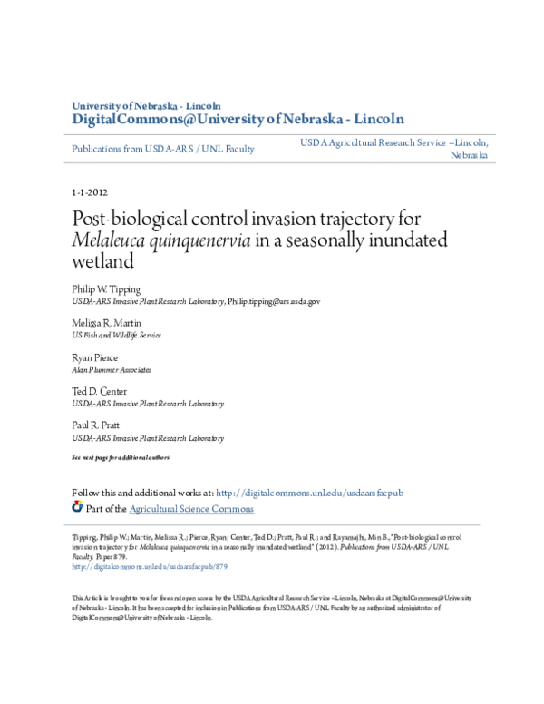 (PDF) Post-biological control invasion trajectory for Melaleuca ...