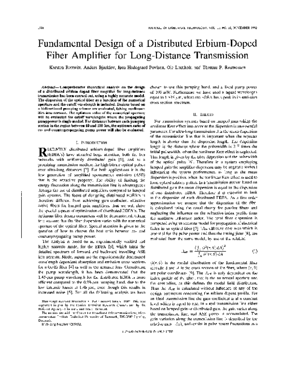 (PDF) Fundamental design of a distributed erbium-doped fiber amplifier ...