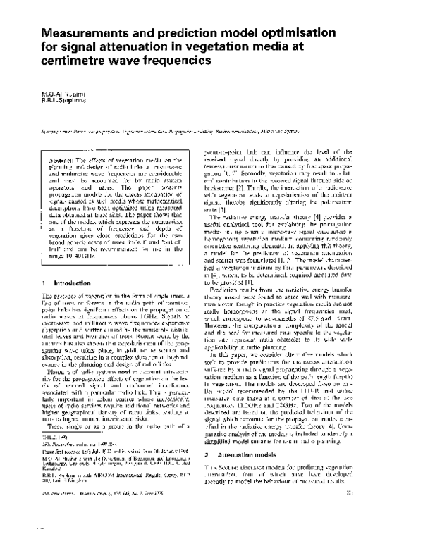 Pdf Measurements And Prediction Model Optimisation For Signal