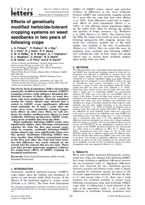 (PDF) Effects of genetically modified herbicide-tolerant cropping ...