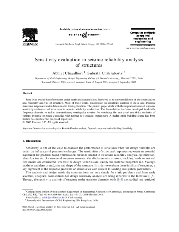 (PDF) Sensitivity evaluation in seismic reliability analysis of structures