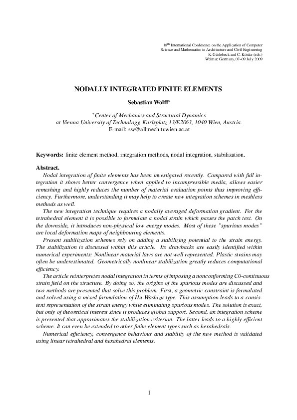 (PDF) NODALLY INTEGRATED FINITE ELEMENTS