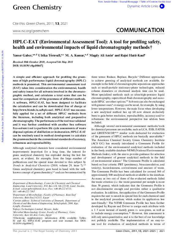 (PDF) HPLC-EAT (Environmental Assessment Tool): a tool for profiling ...