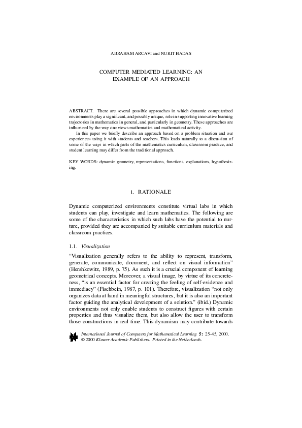 Pdf Computer Mediated Learning An Example Of An Approach