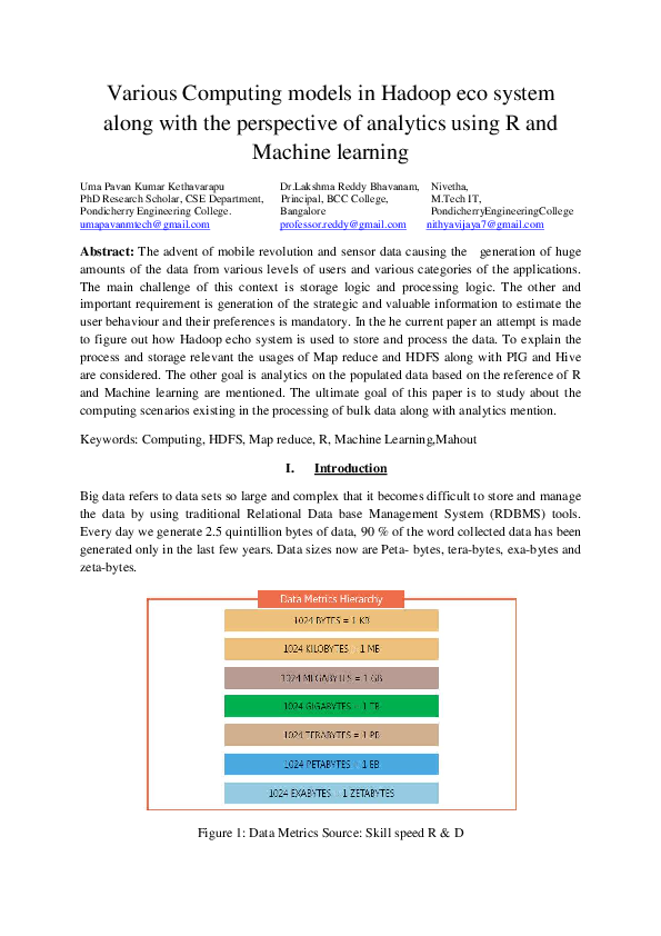 (PDF) Hadoop Computing Models for Data Analytics
