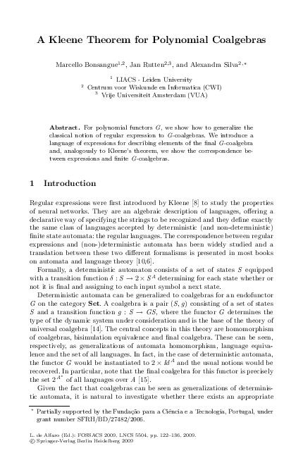 Pdf A Kleene Theorem For Polynomial Coalgebras