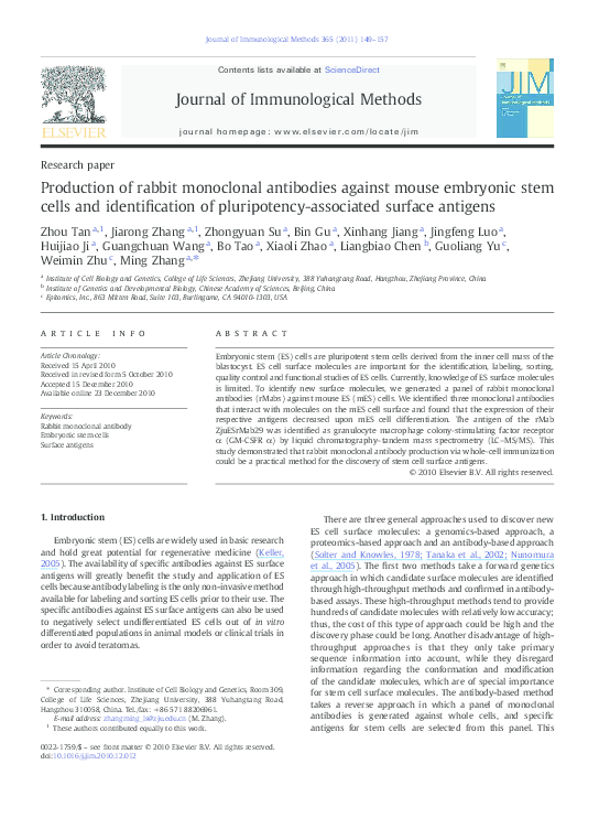 (PDF) Production of rabbit monoclonal antibodies against mouse ...