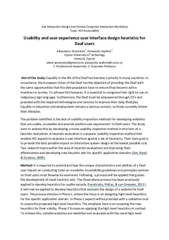 Pdf Usability And User Experience User Interface Design Heuristics