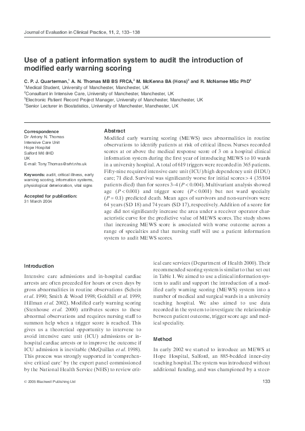 (PDF) Use of a patient information system to audit the introduction of ...
