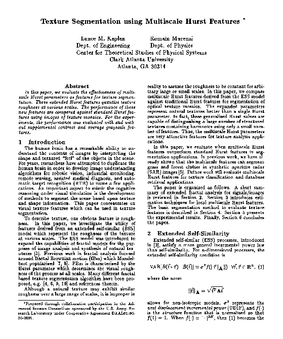 (PDF) Texture Segmentation using Multiscale Hurst Features