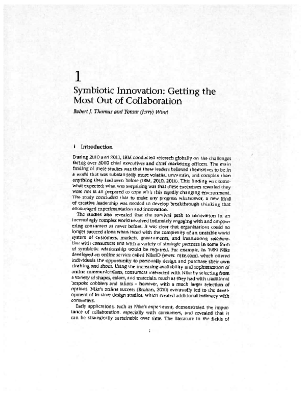 (PDF) Symbiotic Innovation: Getting the Most Out of Collaboration