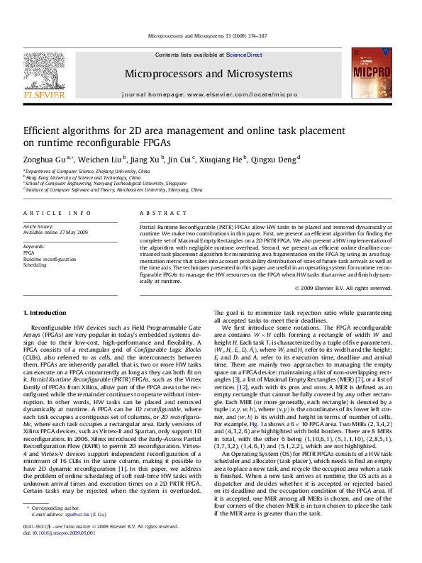 Pdf Efficient Algorithms For 2d Area Management And Online Task